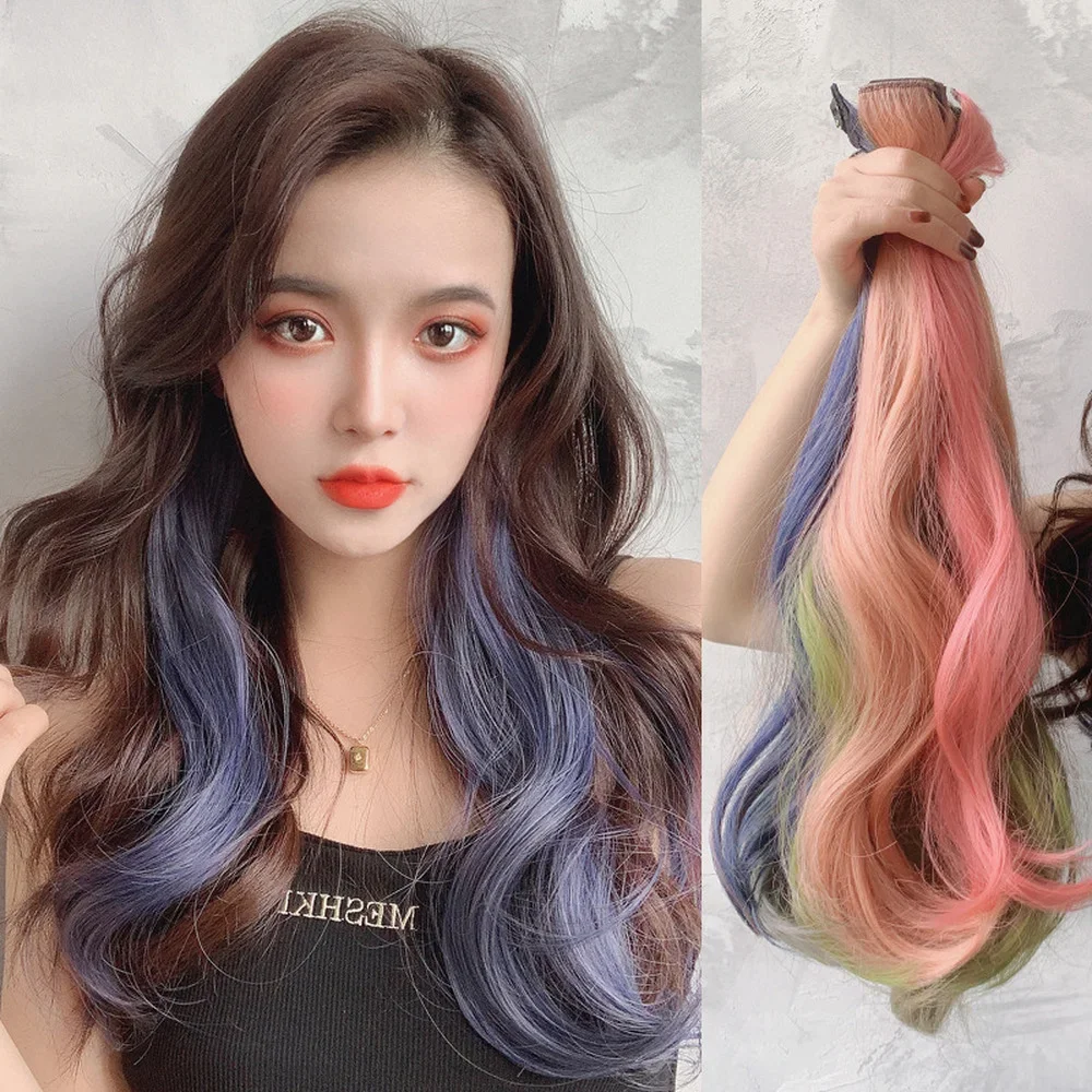 55cm-Synthetic-Hairclip-in-Curly-Hair-Extension-Colored-Curling ...