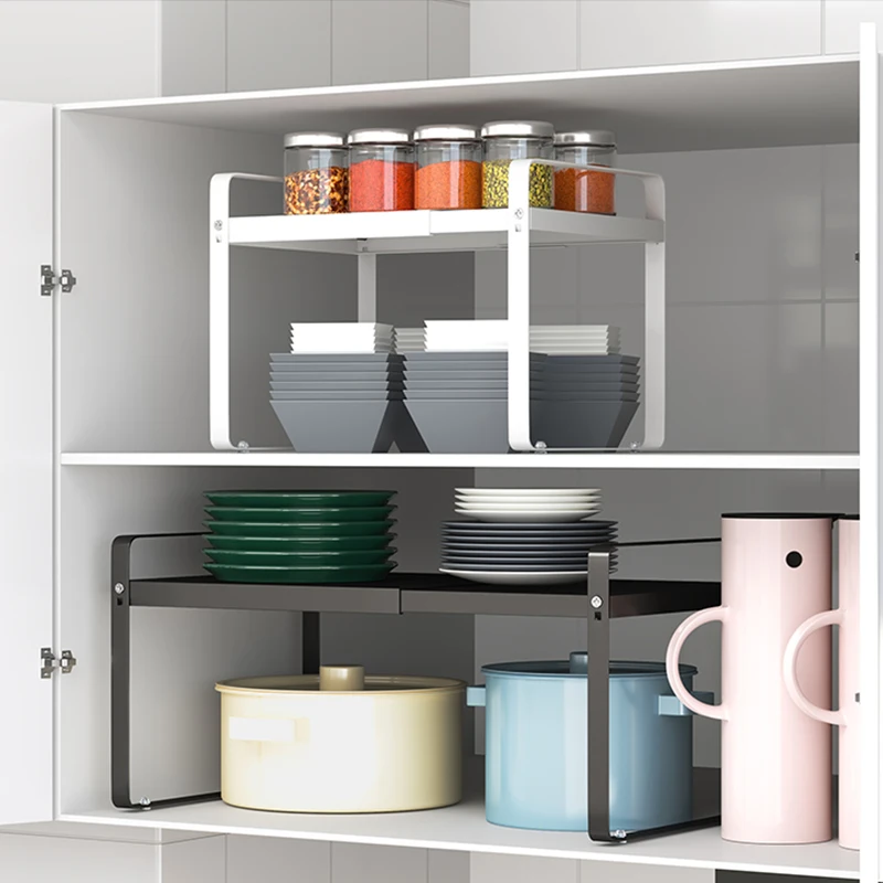 Telescopic-Kitchen-Organizer-Rack-Adjustable-Cabinet-and-Countertop ...