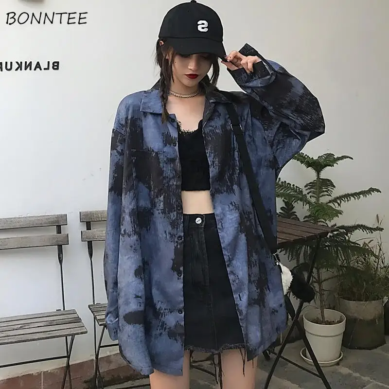 Blouses Women Harajuku Retro Printed Korean Sun-proof Leisure Summer ...