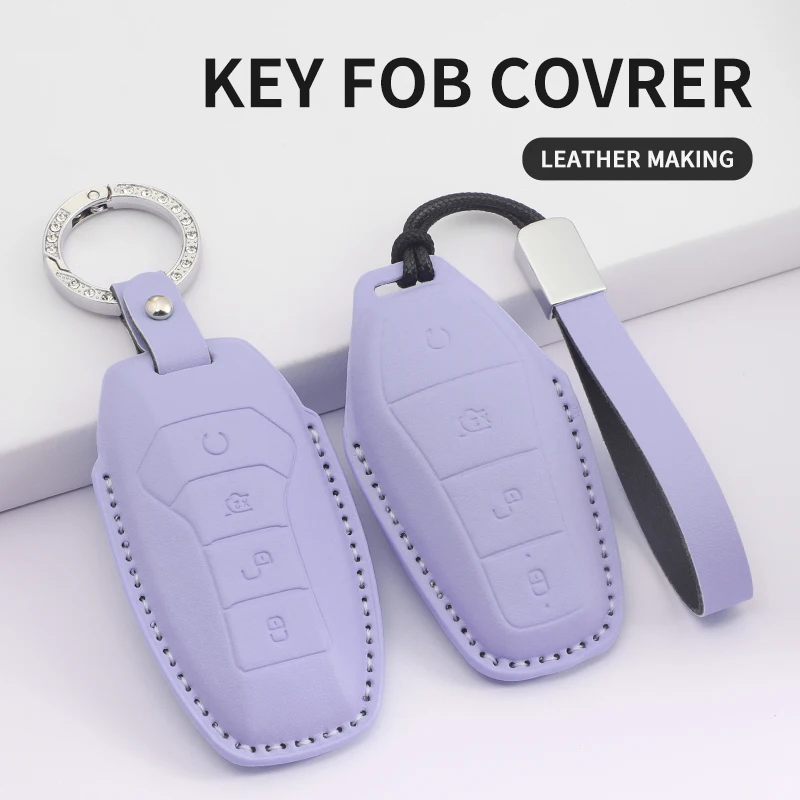 PU-Leather-Car-Key-Case-Cover-Remote-Fob-Holder-For-BYD-Song-Plus-Atto ...