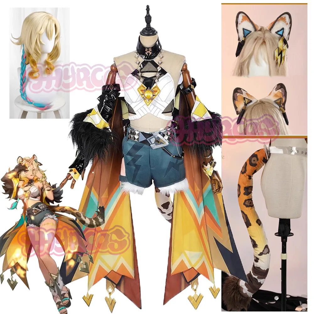 Anime-Genshin-Impact-Xilonen-Cosplay-Costume-Wig-Uniform-Tail-Headwear ...