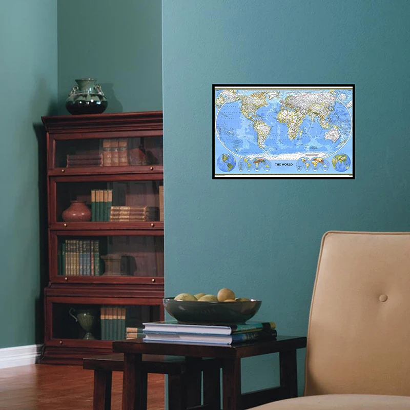 59-42cm-World-Map-1988-Office-Supplies-Detailed-Poster-Wall-Chart-Non ...