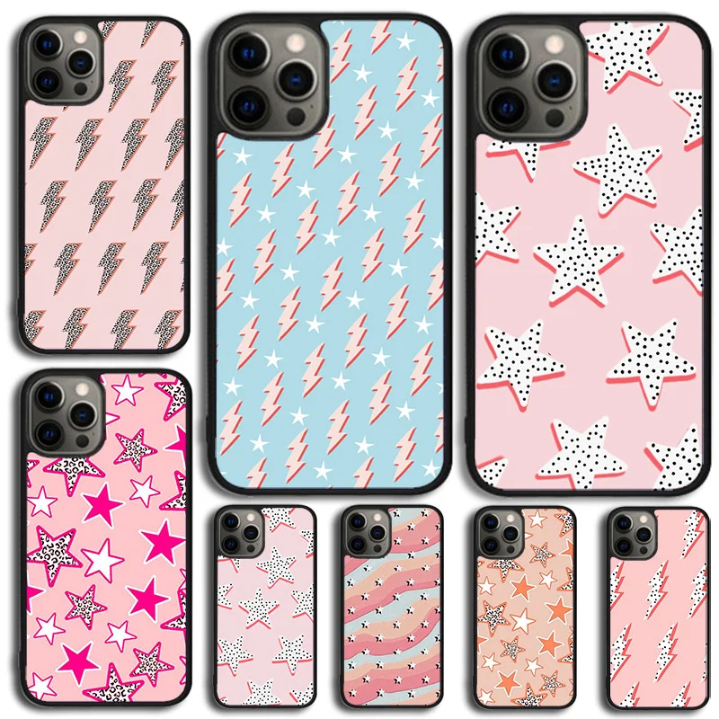 preppy-stars-lightning-pink-Phone-Case-For-iPhone-14-13-12-Mini-XR-XS ...