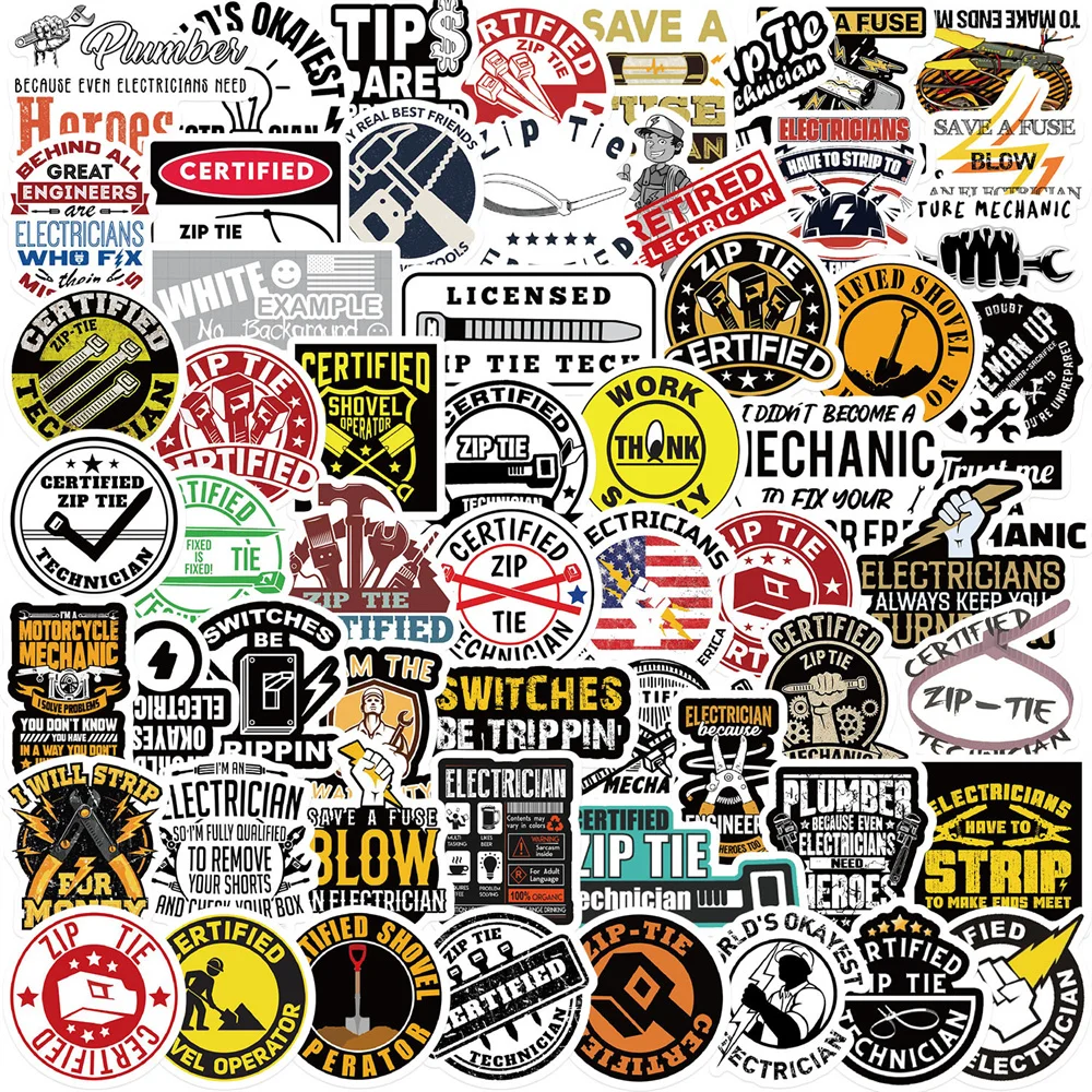 65pcs-Technician-Mechanic-Electrician-Graffiti-Stickers-For-Scrapbook ...