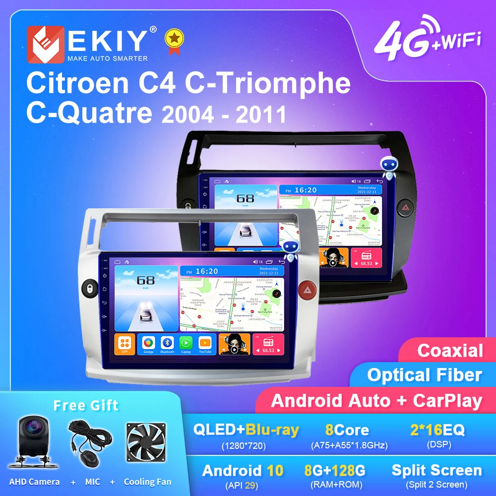 Ekiy t7 qled dsp android rádio automático para citroen c4 c triomphe c ...