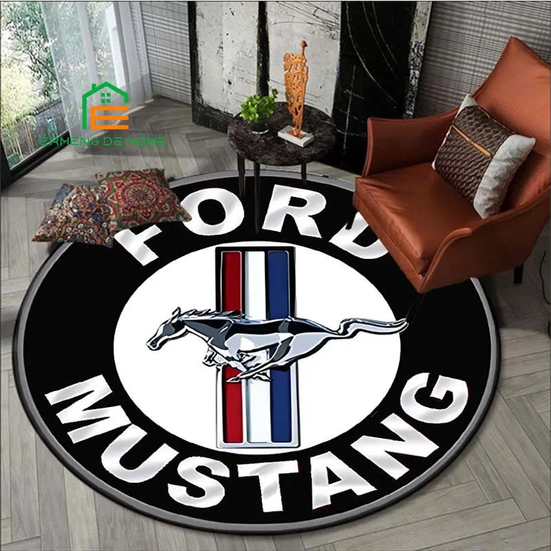 Mustang-Ford-Pattern-Flannel-Round-Rug-for-Bedroom-Non-slip-Carpets-for ...