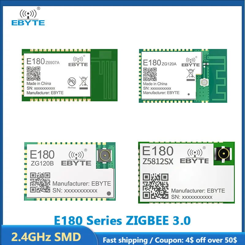 Módulo inalámbrico ZigBee 3,0, dispositivo de 2,4 GHz, Ebyte E180, SeriesTLSR8258, EFR32 ...
