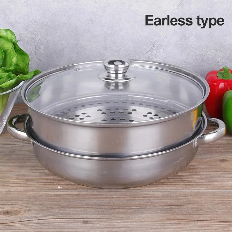 Stainless-Steel-Stacking-and-Steam-Pot-Set-and-Lid-Steam-Pot-Double-Pot ...