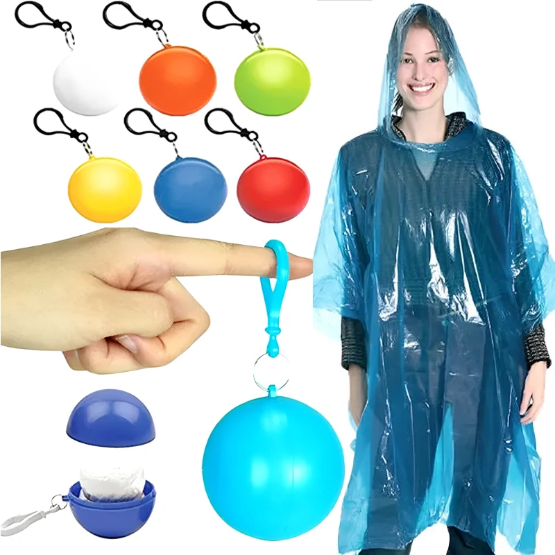 Portable Raincoat Ball Disposable Raincoats Waterproof Transparent Rain ...