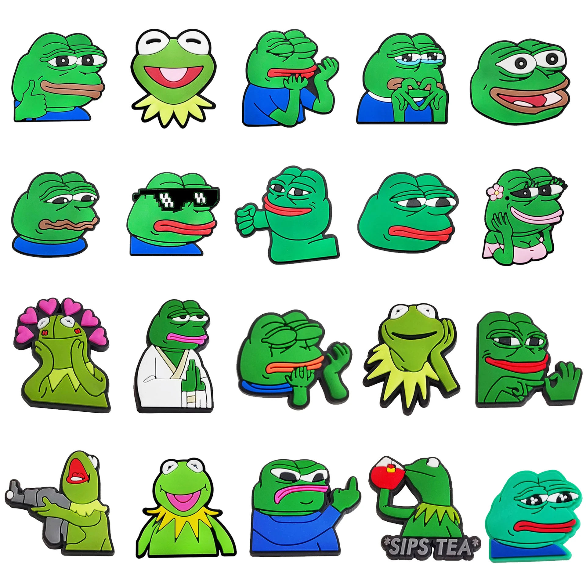 New-1Pcs-PVC-Sad-Green-Frogs-Shoes-Charm-for-Crocs-DIY-Badge-Clogs ...