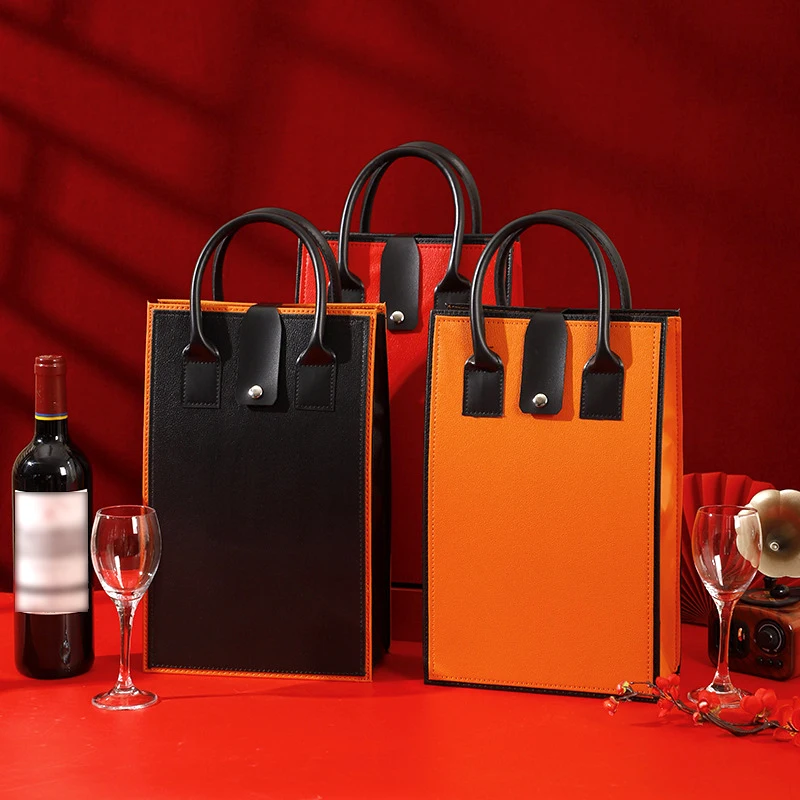 Luxury Red Wine Packing Bag Exquisite Portable PU Leather Handle Bag ...