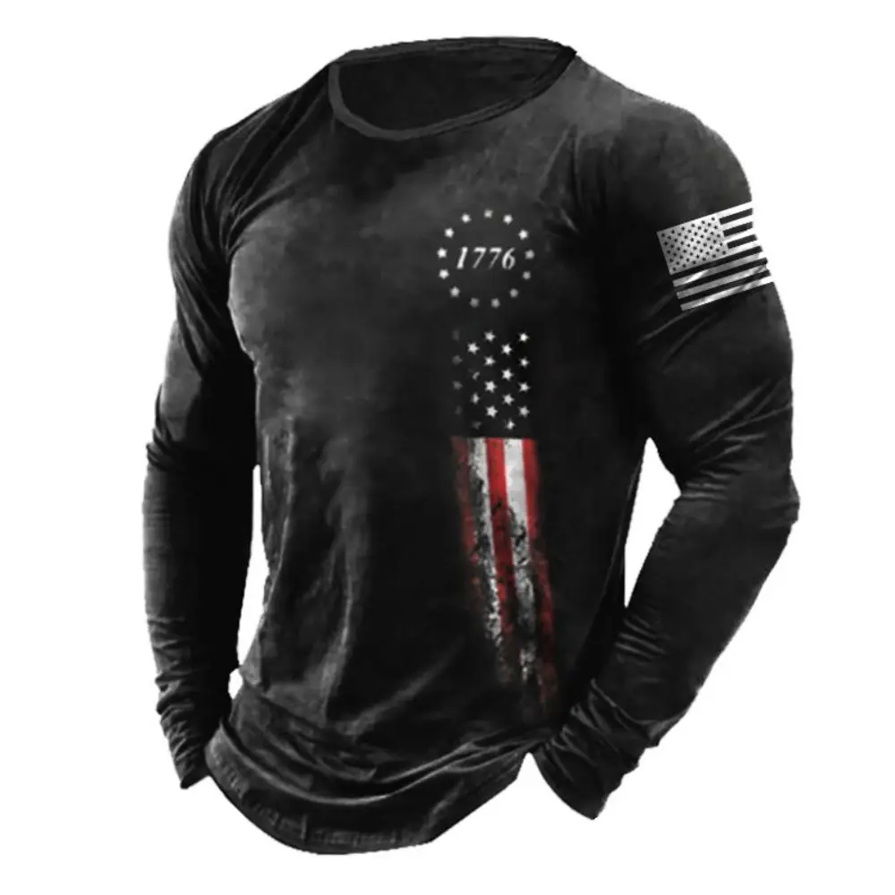 Men-T-Shirt-Cotton-Long-Sleeve-Top-1776-Independence-Day-Graphic-Clothe ...