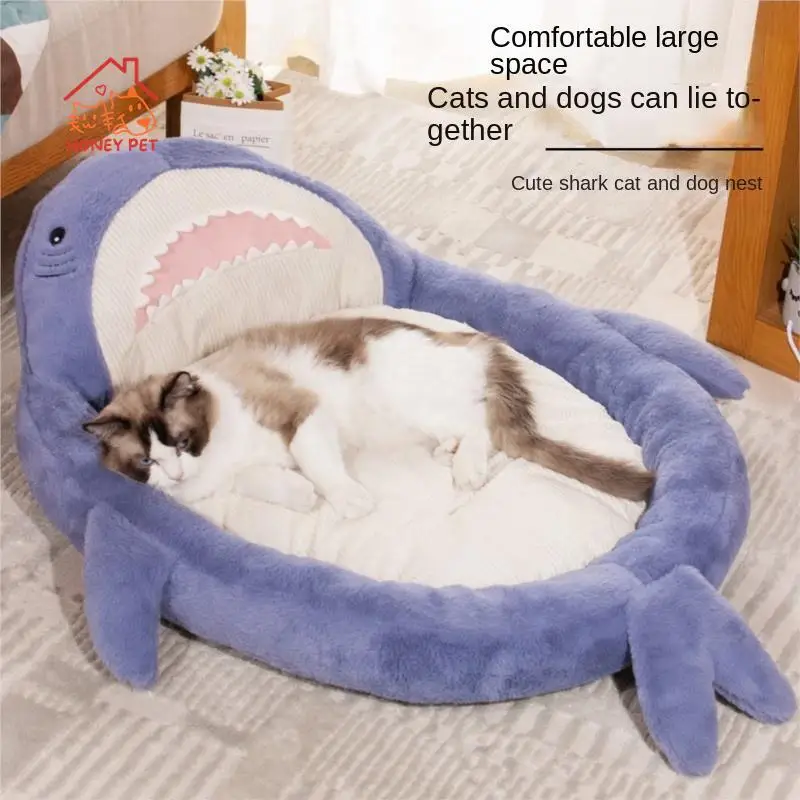 Shark-Pet-Nest-Cat-Sofa-Non-Slip-Cute-Shark-Cat-Dog-Nest-Removable-And ...