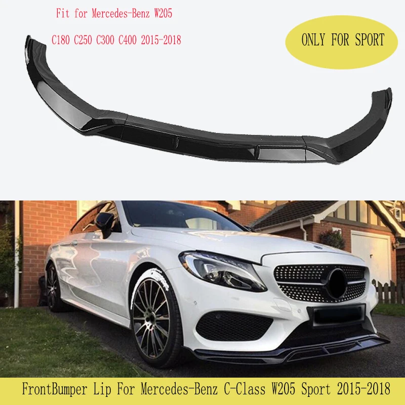 Front-Spoiler-Bumper-Lip-For-Mercedes-Benz-C-Class-W205-Sport-2015-2018 ...