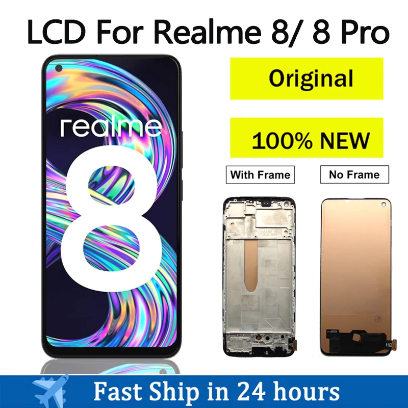6.4" Original For Realme 8 4G RMX3085 LCD Display Touch Screen Digitizer For Realme 8 Pro ...