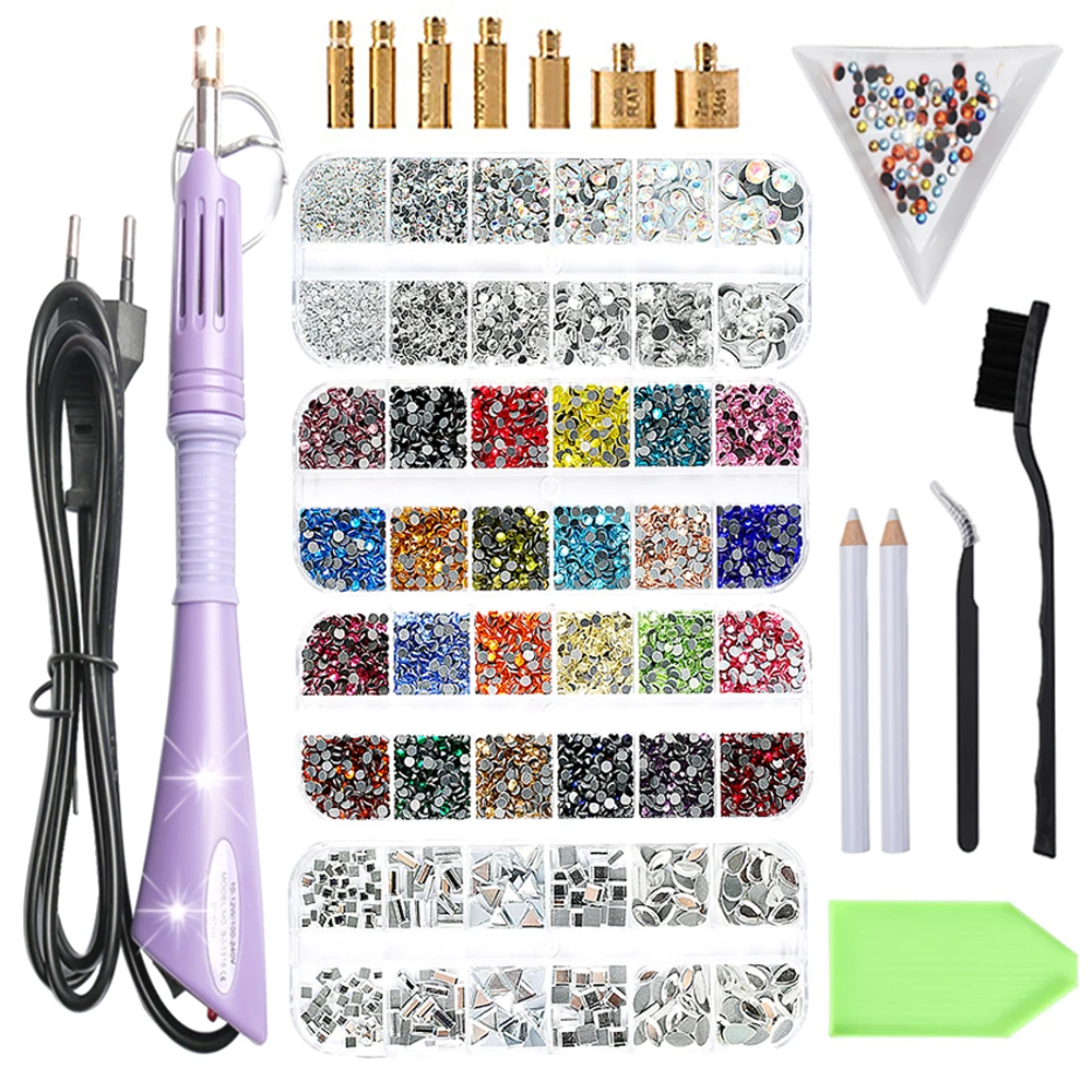 2000Pcs-9600Pcs/Box Hot Fix Rhinestones Set/EU or US PLUG Hotfix ...