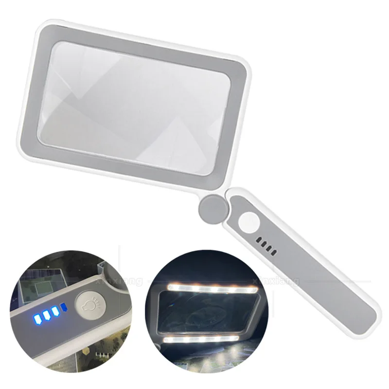 Professional-Magnifying-Glass-With-10-LEDs-Light-USB-Portable-Handheld ...