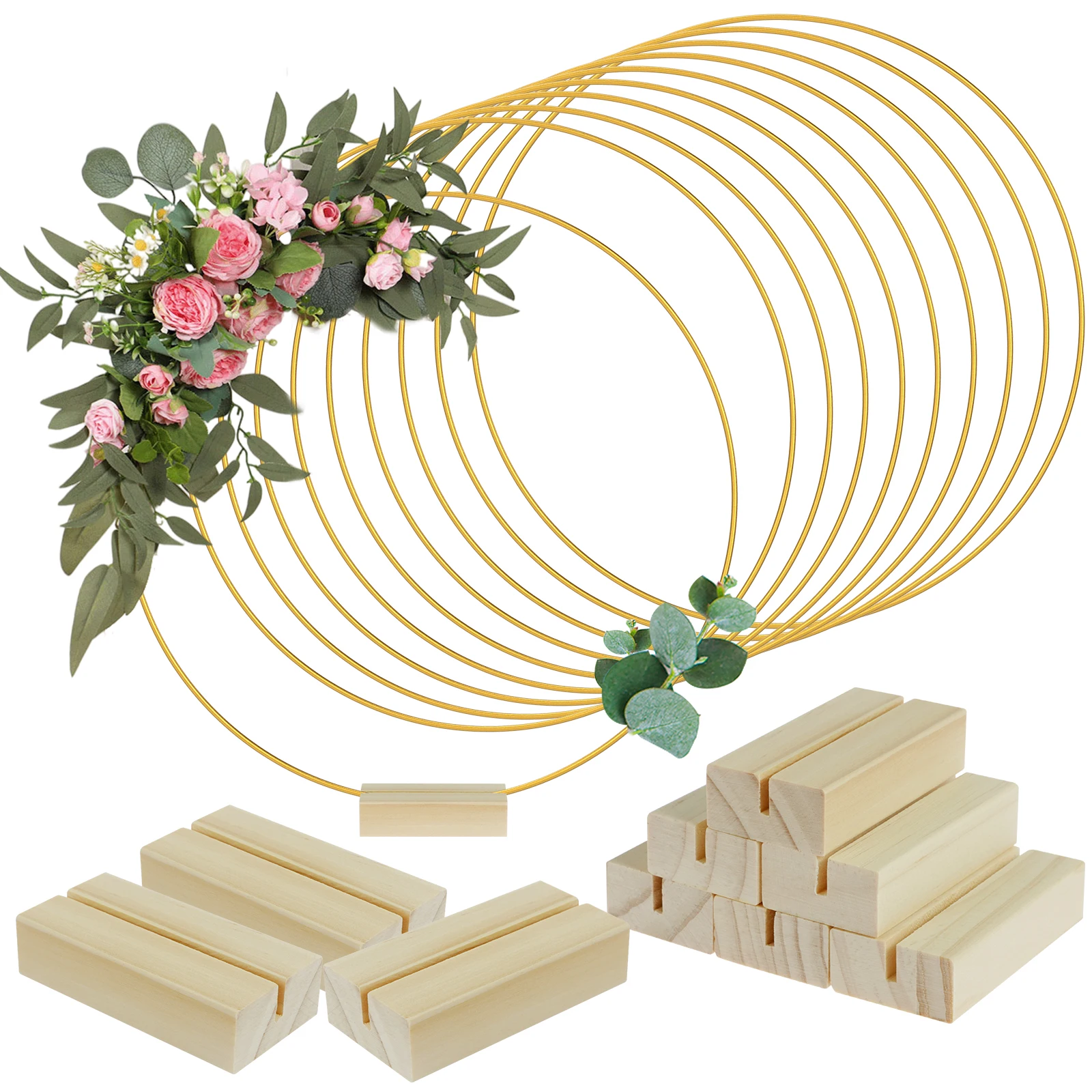 10Pcs-Metal-Floral-Hoop-Centerpiece-Round-Macrame-Gold-Hoop-Ring-with ...