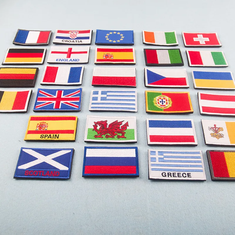 Country-Flag-Embroidered-iron-on-Patches-Russia-Spain-Turkey-France-EU ...
