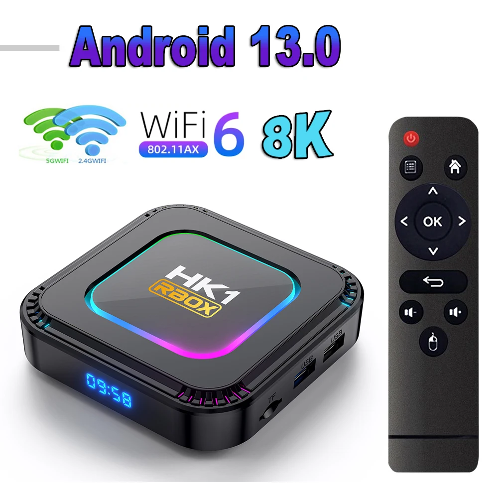 HK1 RBOX K8 Android 13 TV CAIXA RK3528 64GB 32GB 16GB 2.4G 5G WIFI 6 BT 5.0 8K Vedio ...