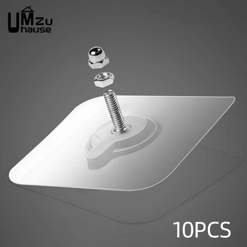 10PCS-Screw-Hooks-with-Nut-Self-Adhesive-Hanging-Holder-Shelf-Rack ...