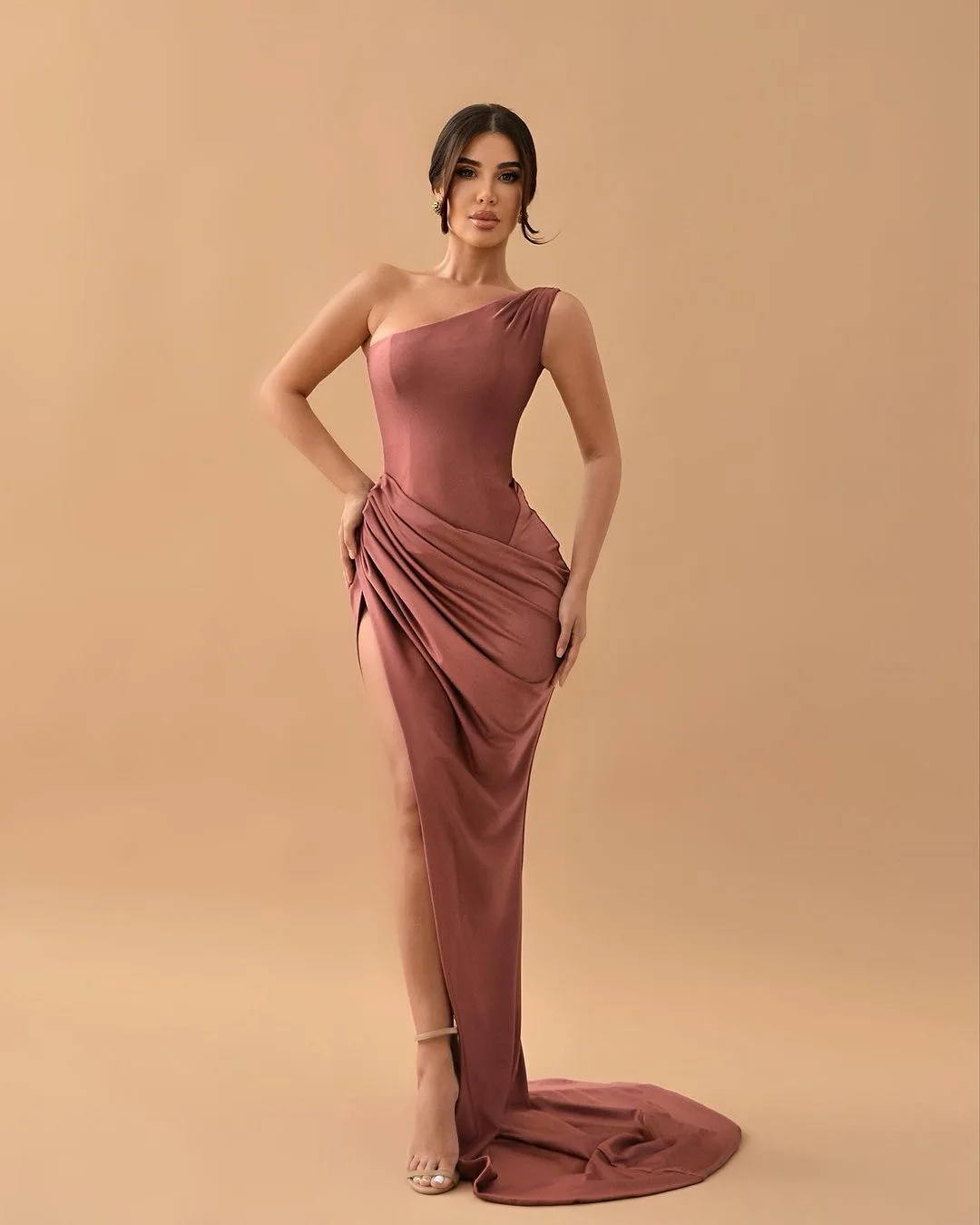 One-Shoulder-Dusty-Rose-Prom-Dresses-Long-for-Women-2025-Side-Slit ...