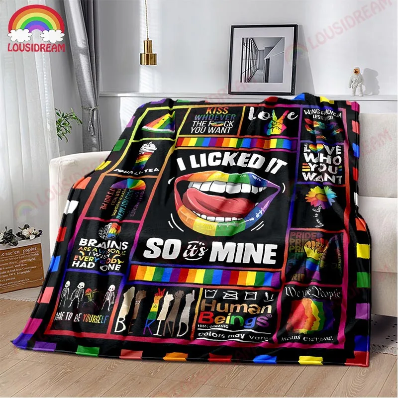 Personalized Flannel Blankets Colorful Stripe LGBT Pride Rainbow ...