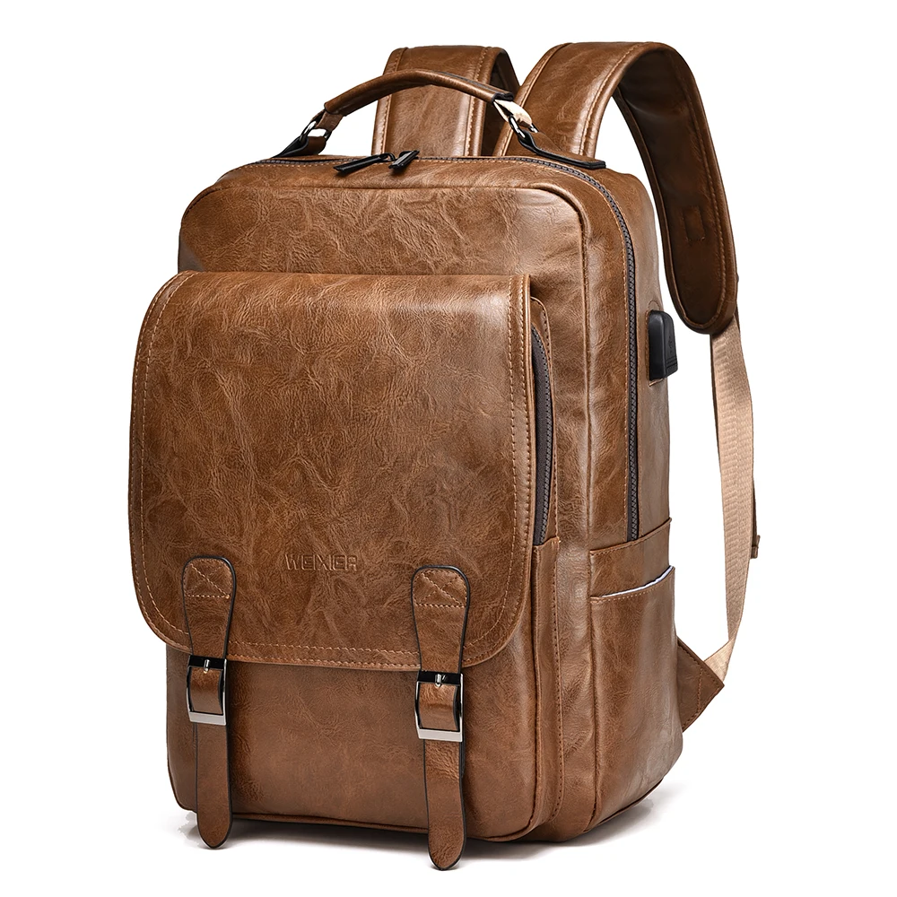 Luxury Brand Man Leather Casual Solid Daypacks Travel Large Capacity ...