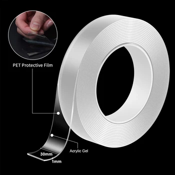 1-10M Nano Double Sided Tape Heavy Duty Transparent Adhesive Strips Strong Sticky Multipurpose ...