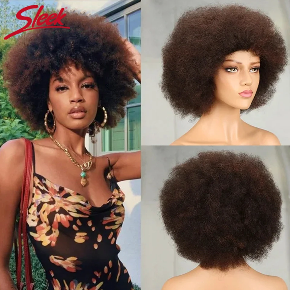 200% Density Remy Human Hair Wigs Brazilian Afro Kinky Curly Bob Wigs ...