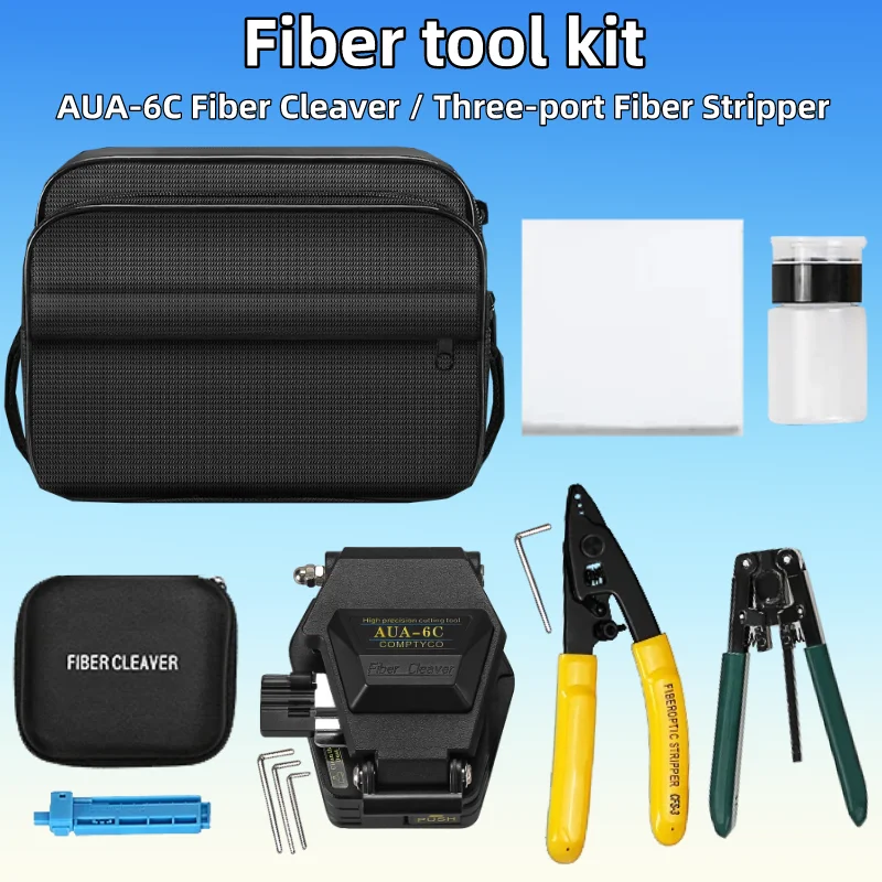 FTTH-Fiber-Optic-Tool-Kit-With-AUA-6C-Fiber-Cleaver-CFS-3-Three-port ...