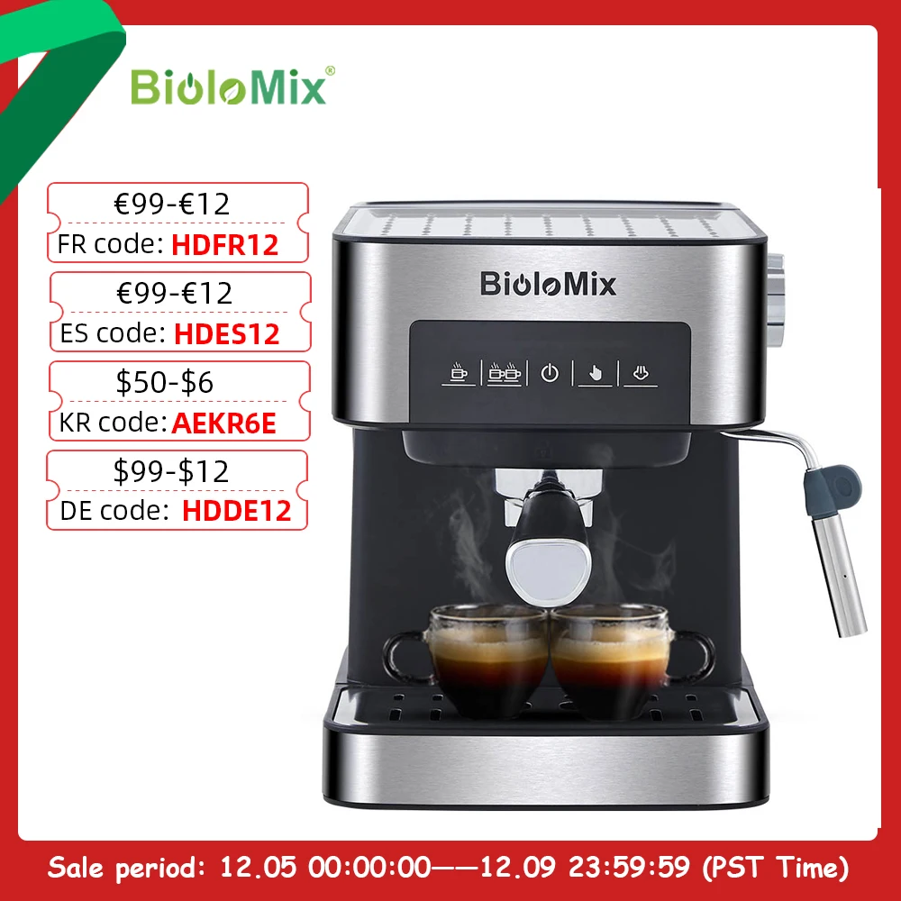 Biolomix 20 Bar Italian Type Espresso Coffee Maker Machine With Milk ...