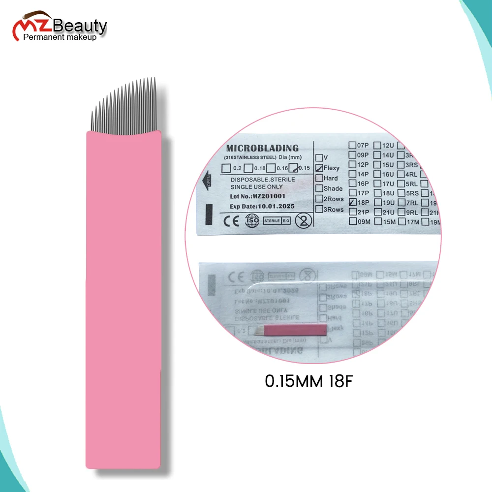 0.15MM Microblading Needle 18Flat Tattoo Tebori Blades With LOT NO. EXP DATE Felix Eyebrow ...