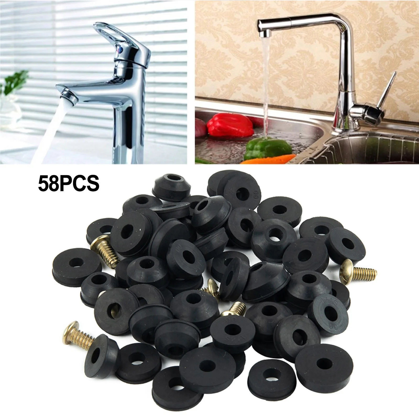 48-58-Pcs-Bathtub-Faucet-Repair-Set-Flat-And-Beveled-Faucet-Washers ...
