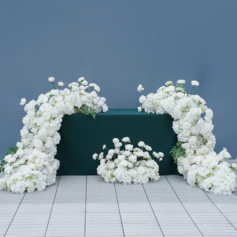 Luxury-Pure-White-Rose-Artificial-Flowers-Runners-Wedding-Decoration ...