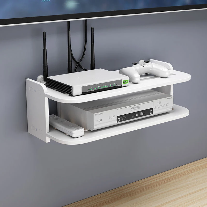 2 Tier Floating Shelves Wifi Router Hanging Layer Multi Tap Outlet Set ...
