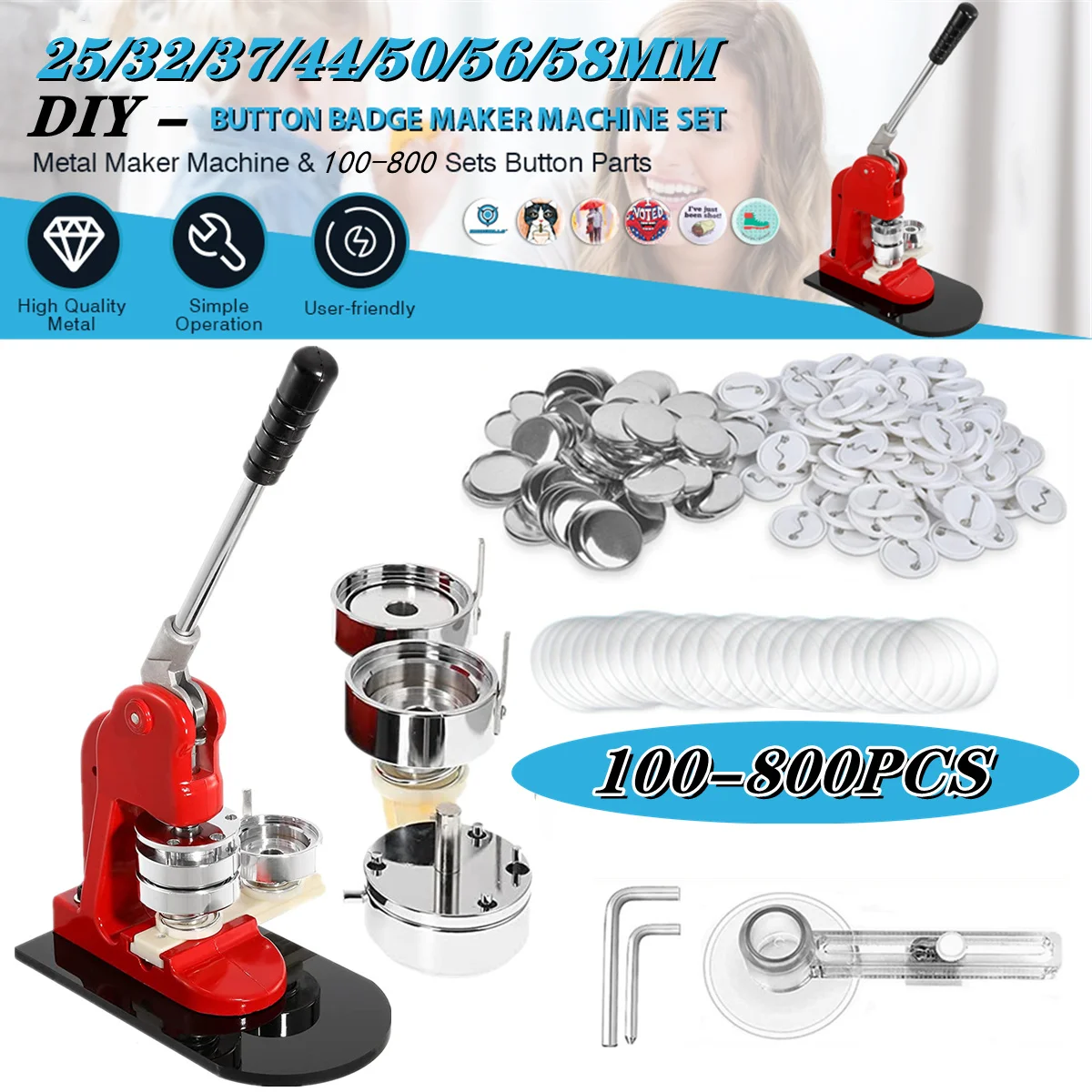 Badge-Button-Maker-Machine-with-100-500Pcs-Button-Part-Circle-Cutter ...