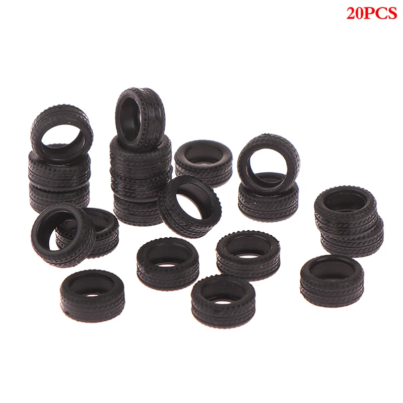 20PCS 1/64 Tire Skin Car Model Scene Accessories DIY Black Tire Wheels ...