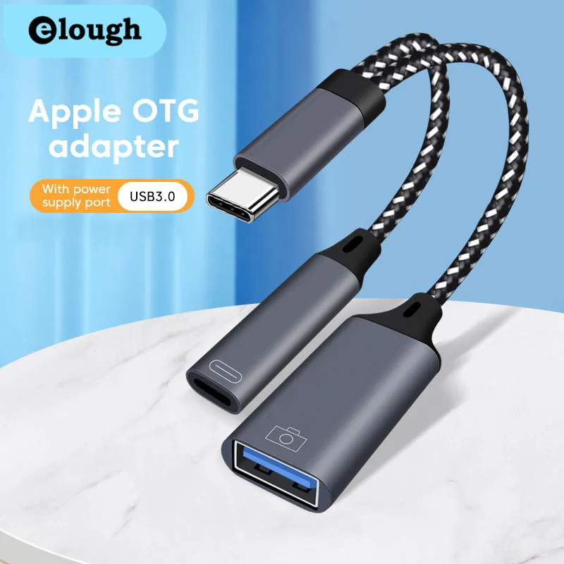 Elough OTG 타입 C 케이블 어댑터 USB 타입 C 어댑터 커넥터, 샤오미 화웨이 USB 3.0 라이트닝 OTG 컨버터 ...