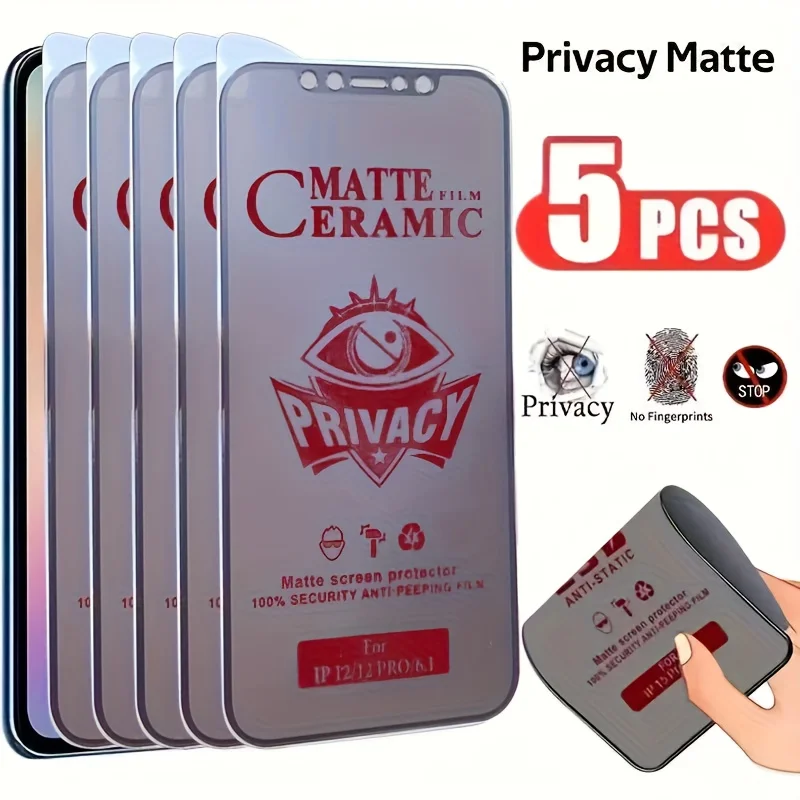 Matte Ceramic Privacy Screen Protector For iPhone 17 16 Plus 15 14 13 ...