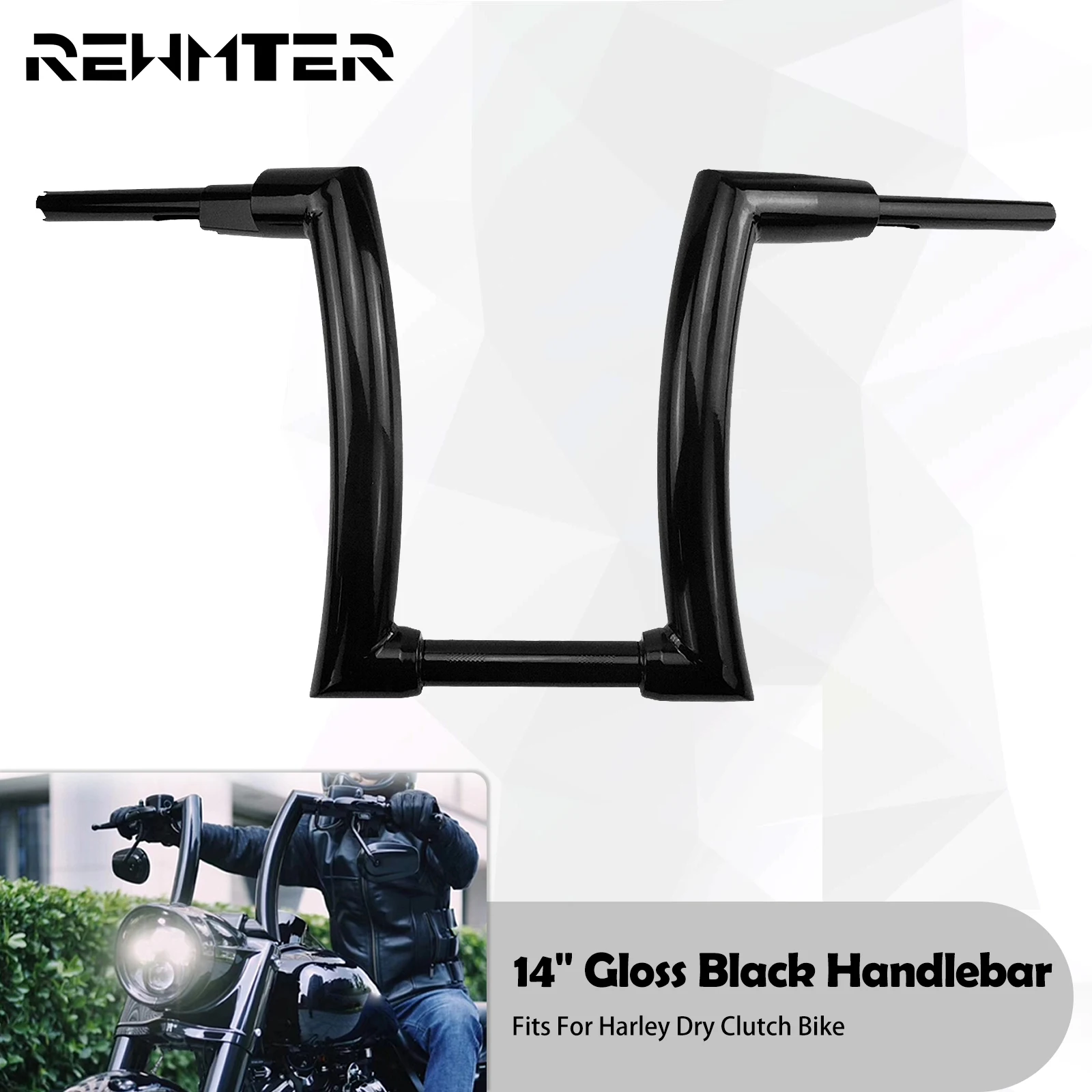 Motorcycle 14 Handlebars Gloss Black Aluminum Handle Bar For Harley