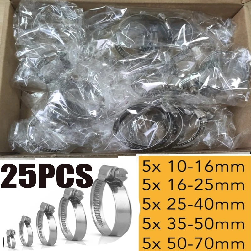 25pcs-Stainless-Steel-Hose-Pipe-Clamps-16mm-70mm-Cross-Hose-Clamp-Clips ...