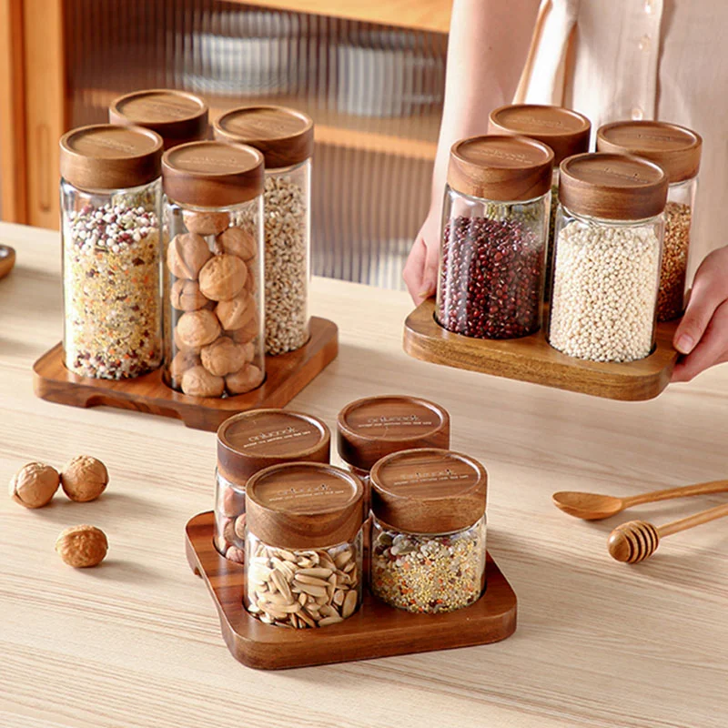 European-Transparent-Glass-Sealed-Jar-Nut-Grain-Storage-Box-Tea-Coffee ...