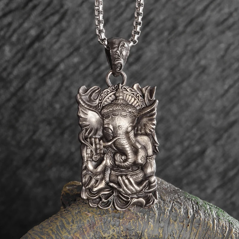 Retro-Gothic-Thai-Elephant-God-Pendant-Necklace-for-Men-and-Women-Punk ...