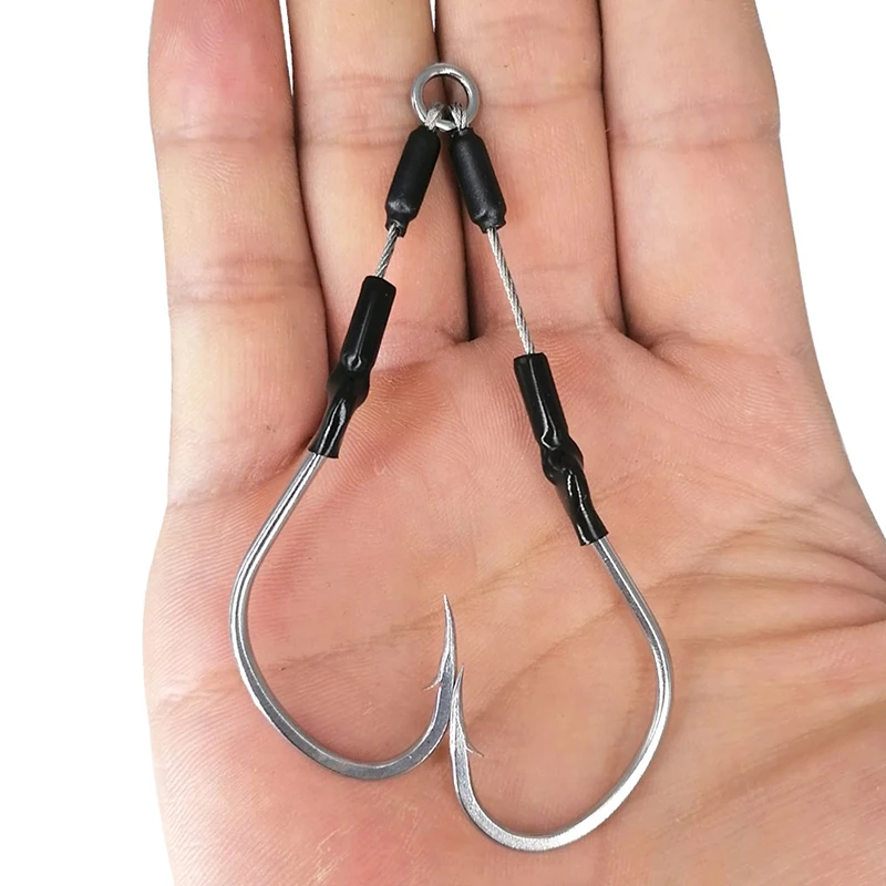 2pairs/bag Slow Fast Jigging Hook BKK Carbon Stainless Wire Jig Lure ...