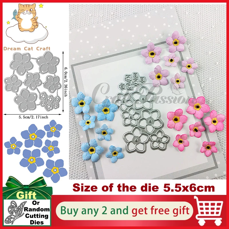 Forget-me-not Die Flowers Blossom Metal Cutting Dies Stencils for DIY ...