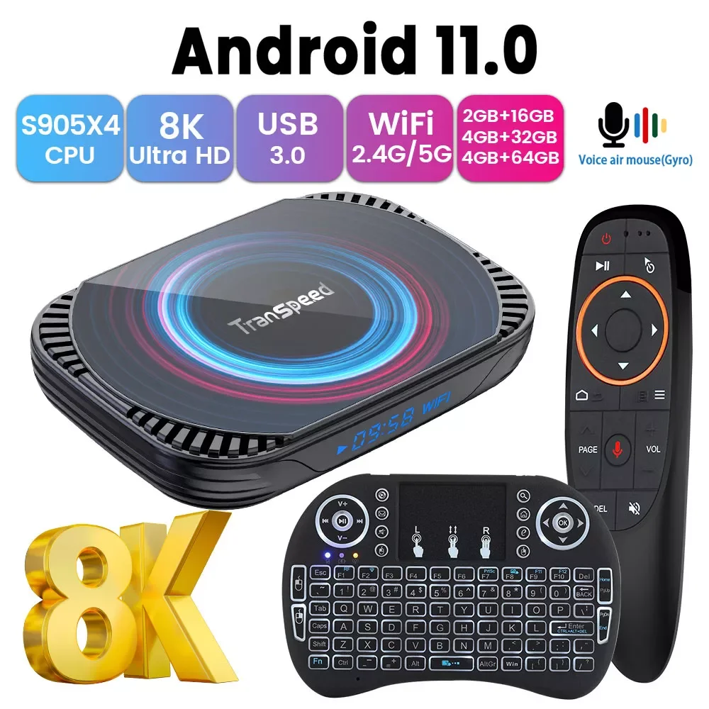 Transpeed X4 Android 11 Tv Box Amlogic S905x4 3d Bt4.0 4g 32g 64g 128g Fast Dual Wifi Media ...