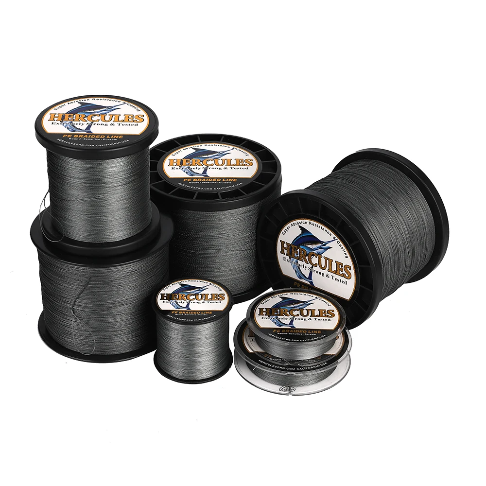 Hercules-Braided-Fishing-Line-Multifilament-PE-Line-9-Strands-Grey-100m ...