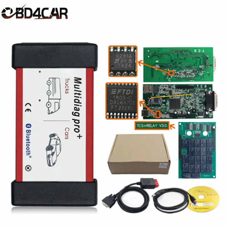 10 pçs/lote multidiag pro + bluetooth obd2 scanner mais novo v2021.11 ...