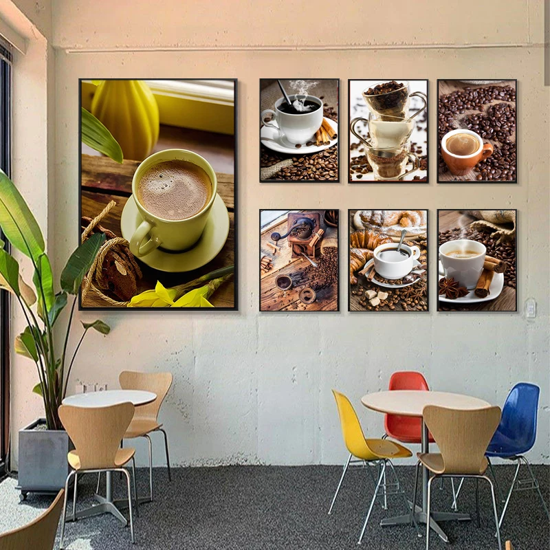 Vintage-Coffee-Canvas-Painting-Latte-Posters-and-Prints-Cafe-Bars ...